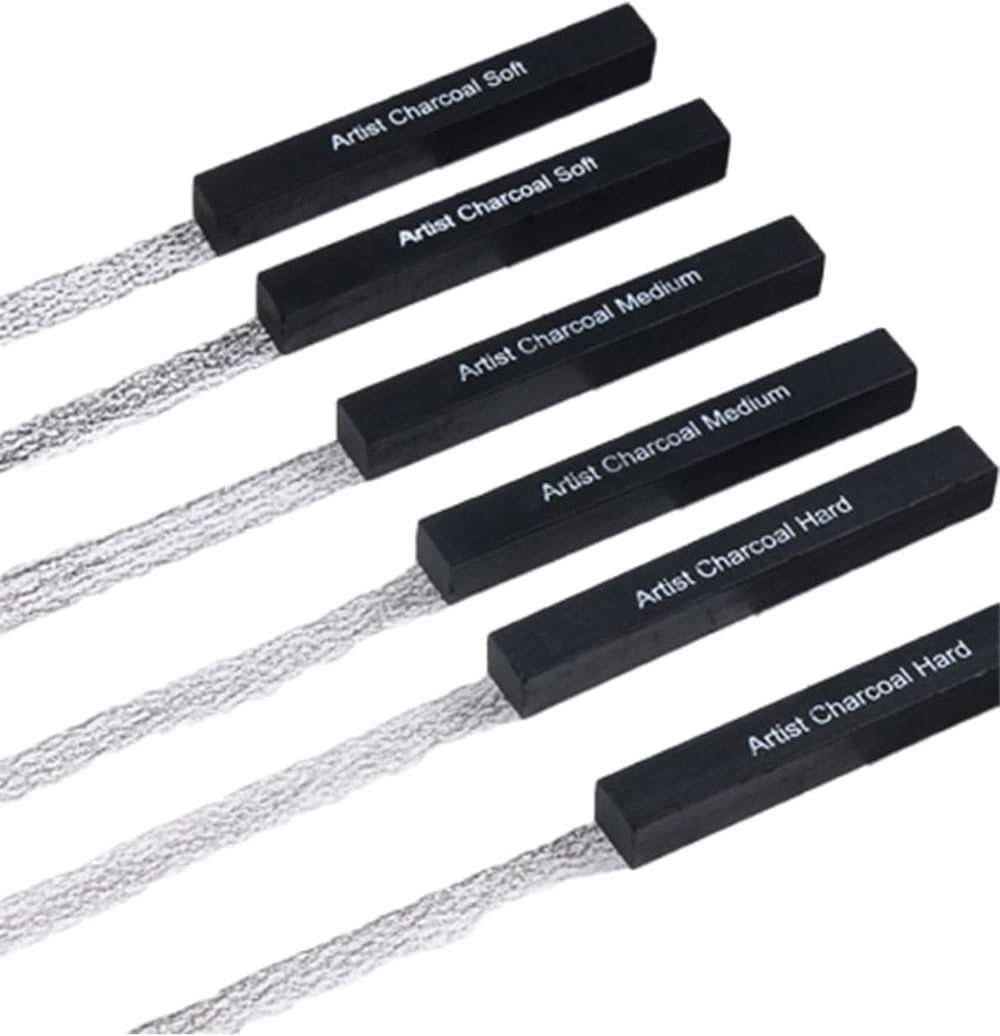 Duslogis 6 Pack Compressed Charcoal Sticks Assorted Soft Medium Hard ...