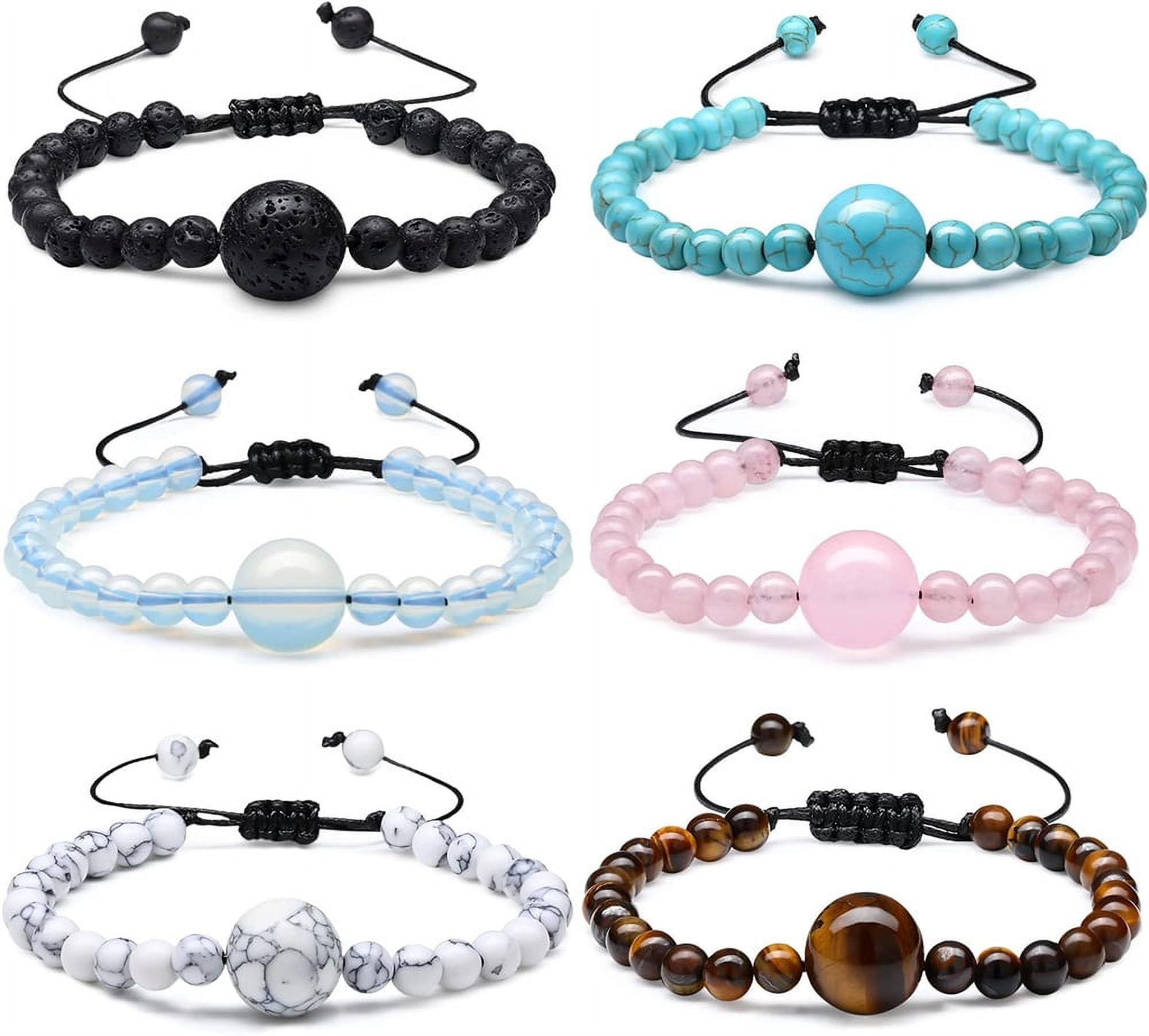 Natural Gemstone Bracelet 6 Pcs,Relieves Dizziness Bands Bracelet ...