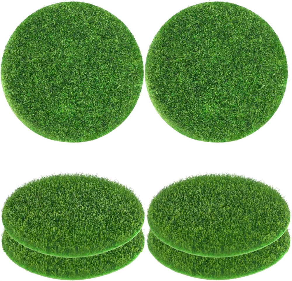 Duslogis 6 Pieces Round Fake Grass for Crafts Fairy Garden Grass, Fake ...