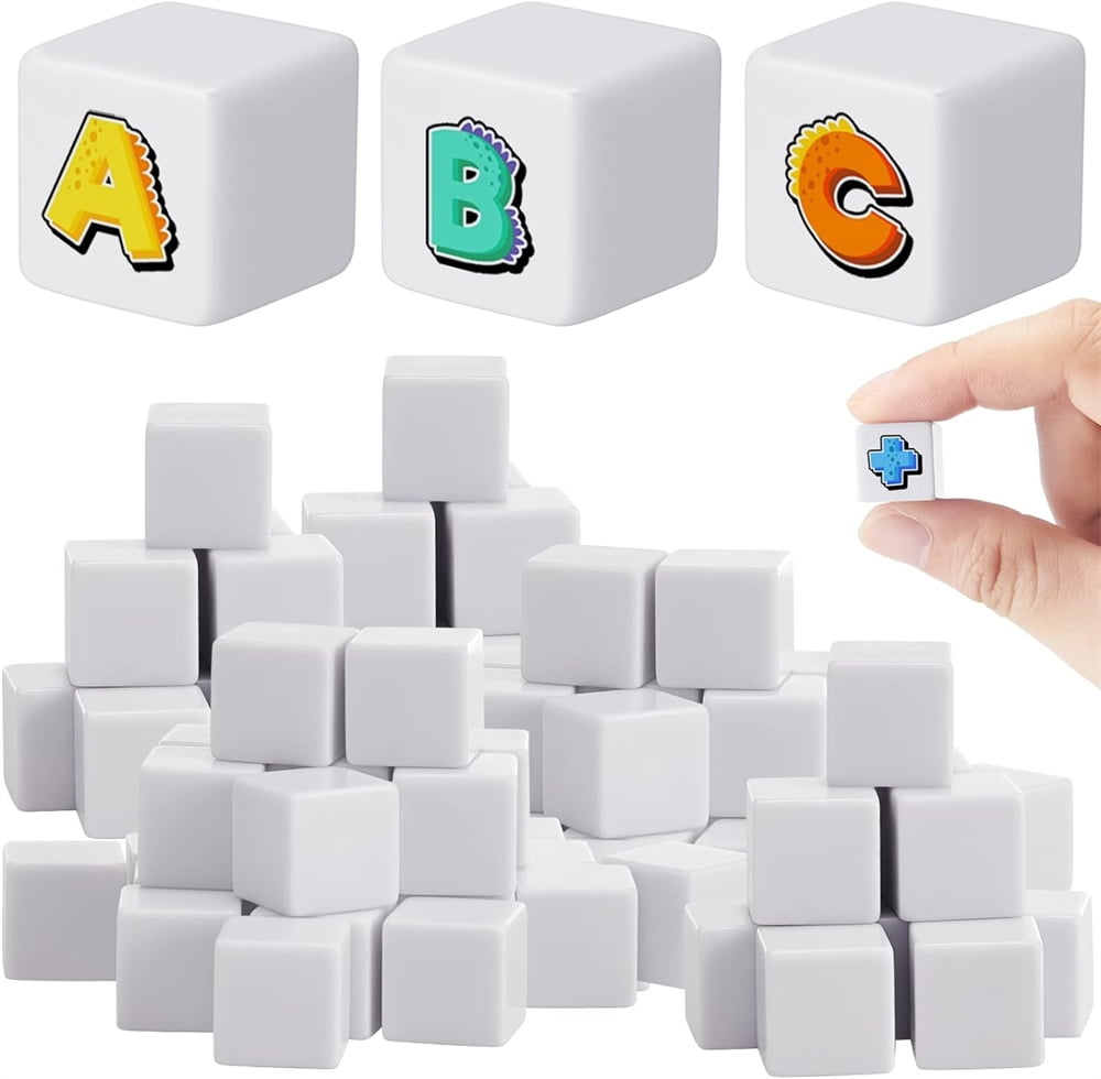 Duslogis 60 PCS Blank White Dice 16 mm Acrylic Dice Blank White Cubes ...