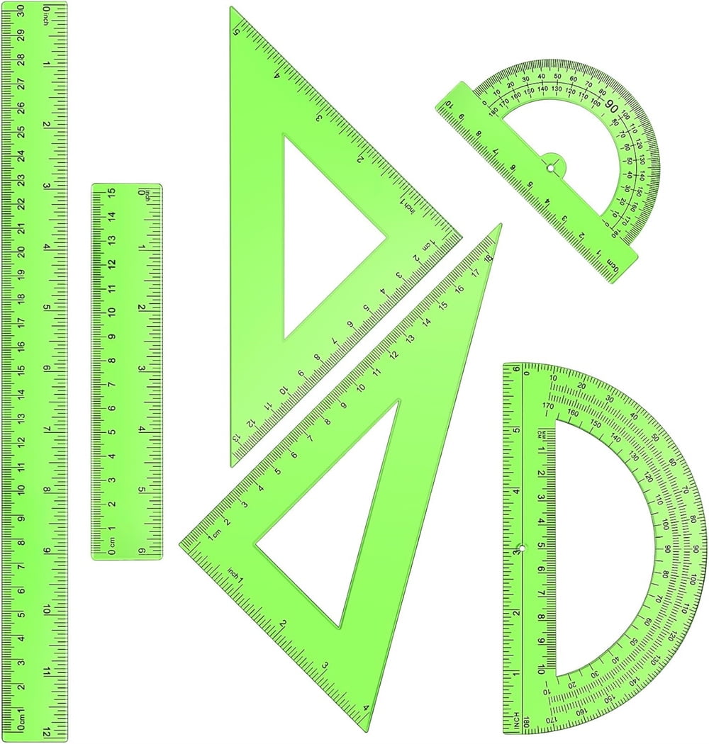 Duslogis 6Pcs Clear Ruler Set Plastic Geometry Set Includes 12 Inch 6 ...