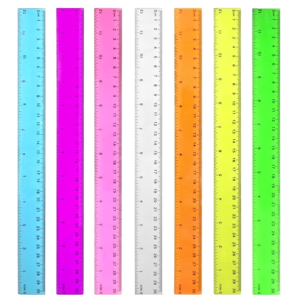 Duslogis 7 Pack Clear Plastic Rulers 12 Inch, Transparent Assorted ...