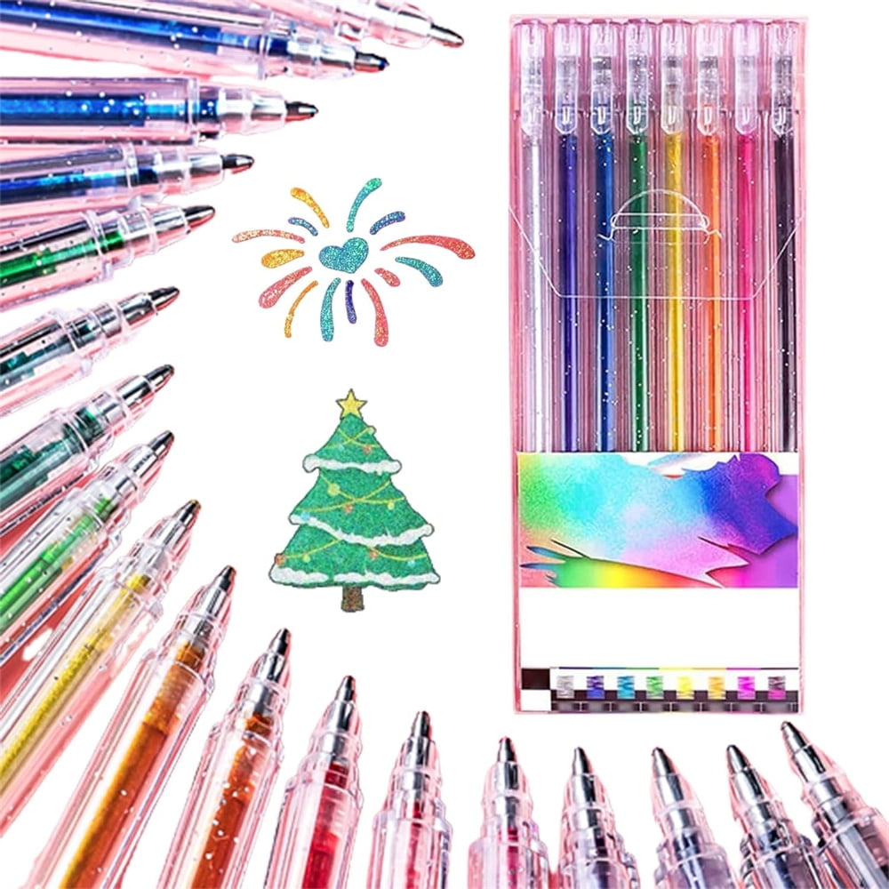 Duslogis 8 Pcs Glitter Gel Pen Set, New Fine Sparkle Markers Colorful ...