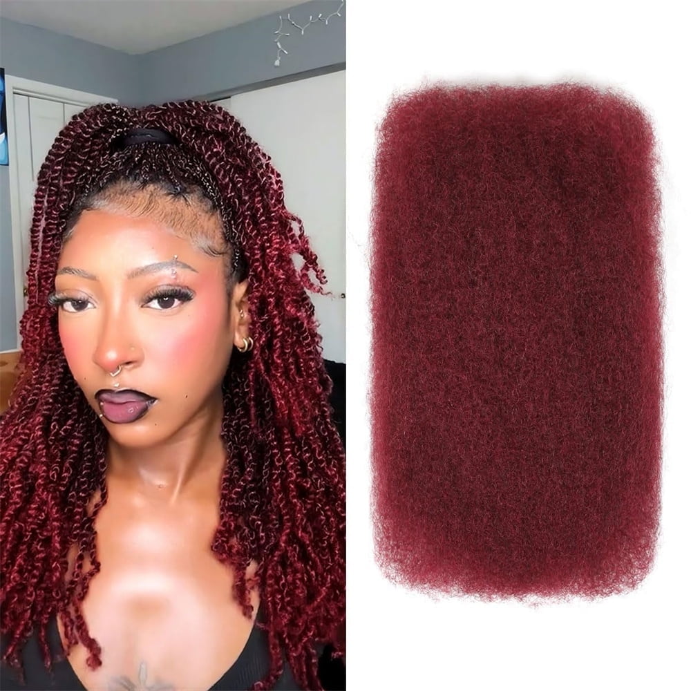 Duslogis Afro Kinkys Bulk Human Hair, 12 Inch 50G/Pack Soft Afro Kinky ...