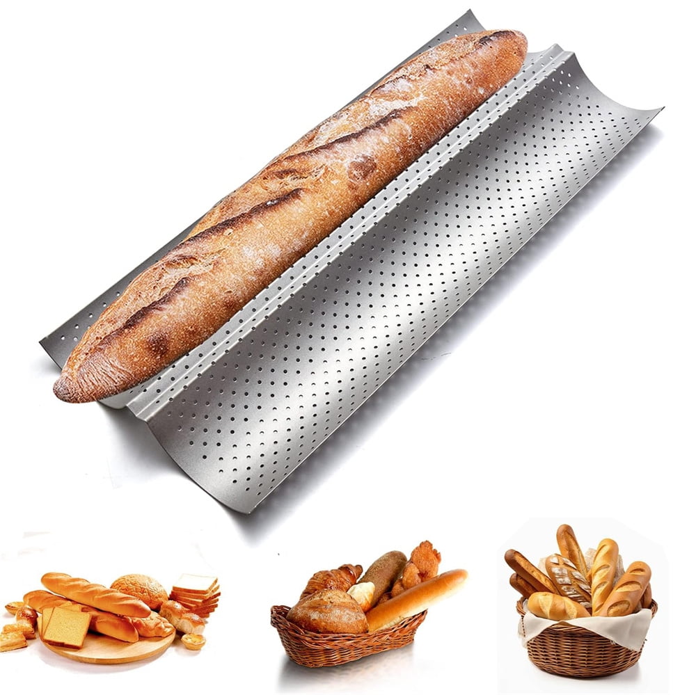 Duslogis Baguette Bread Pan, Premium Nonstick Perforated French Bread ...