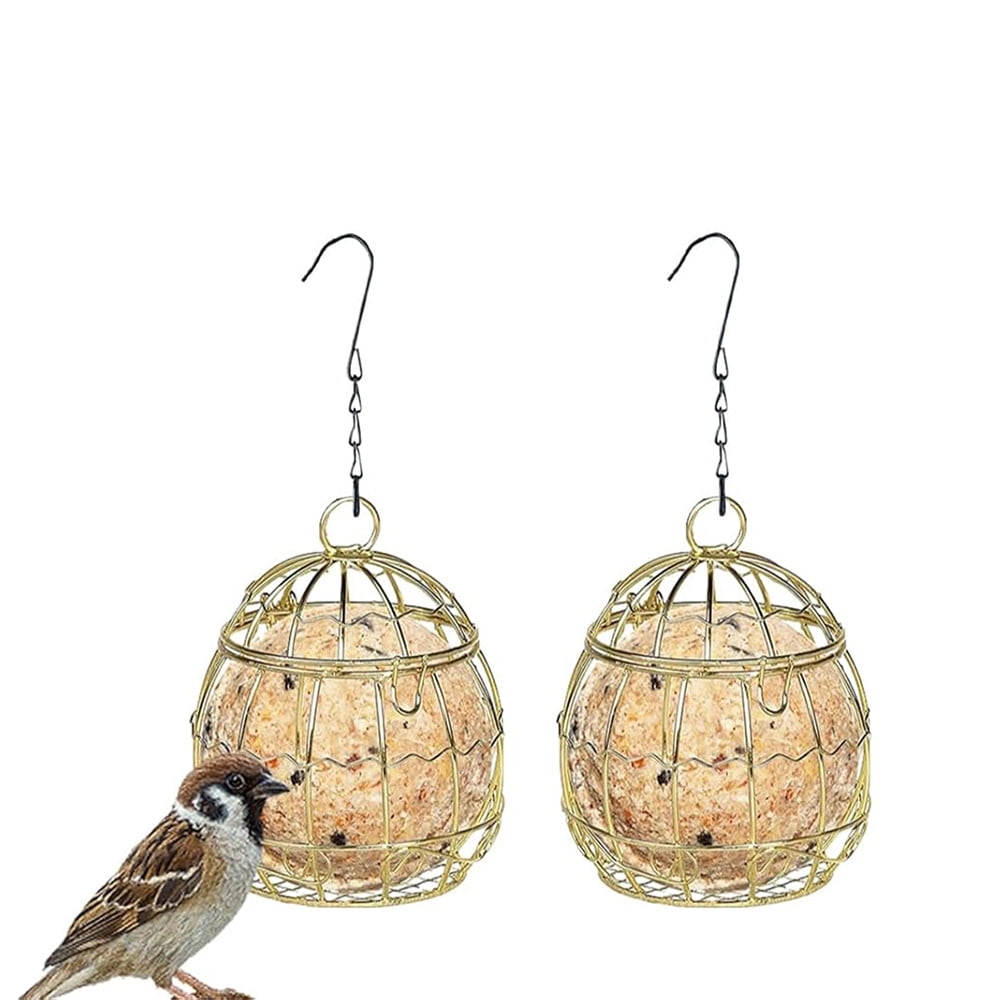 Duslogis Bird Feeders, 2 Pcs Metal Hanging Bird Feeder with Hooks ...