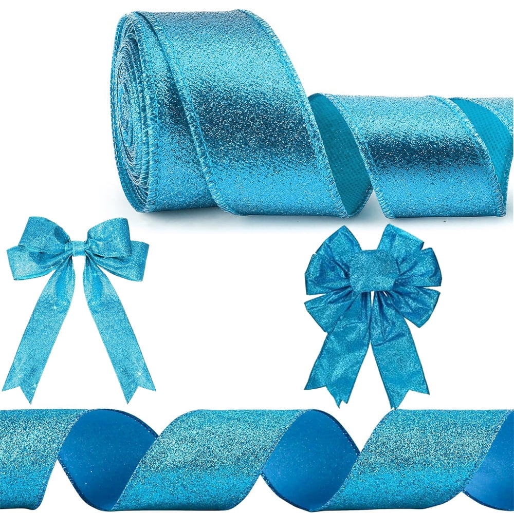 Duslogis Light Blue Ribbon for Christmas Tree Blue Christmas Ribbon ...