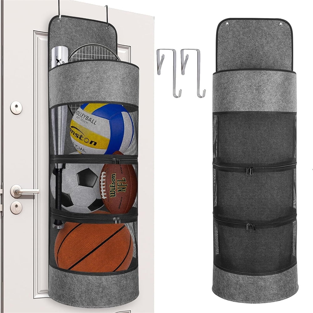 Duslogis Over The Door Hanging Sports Equipment Organizer, Ball Storage ...