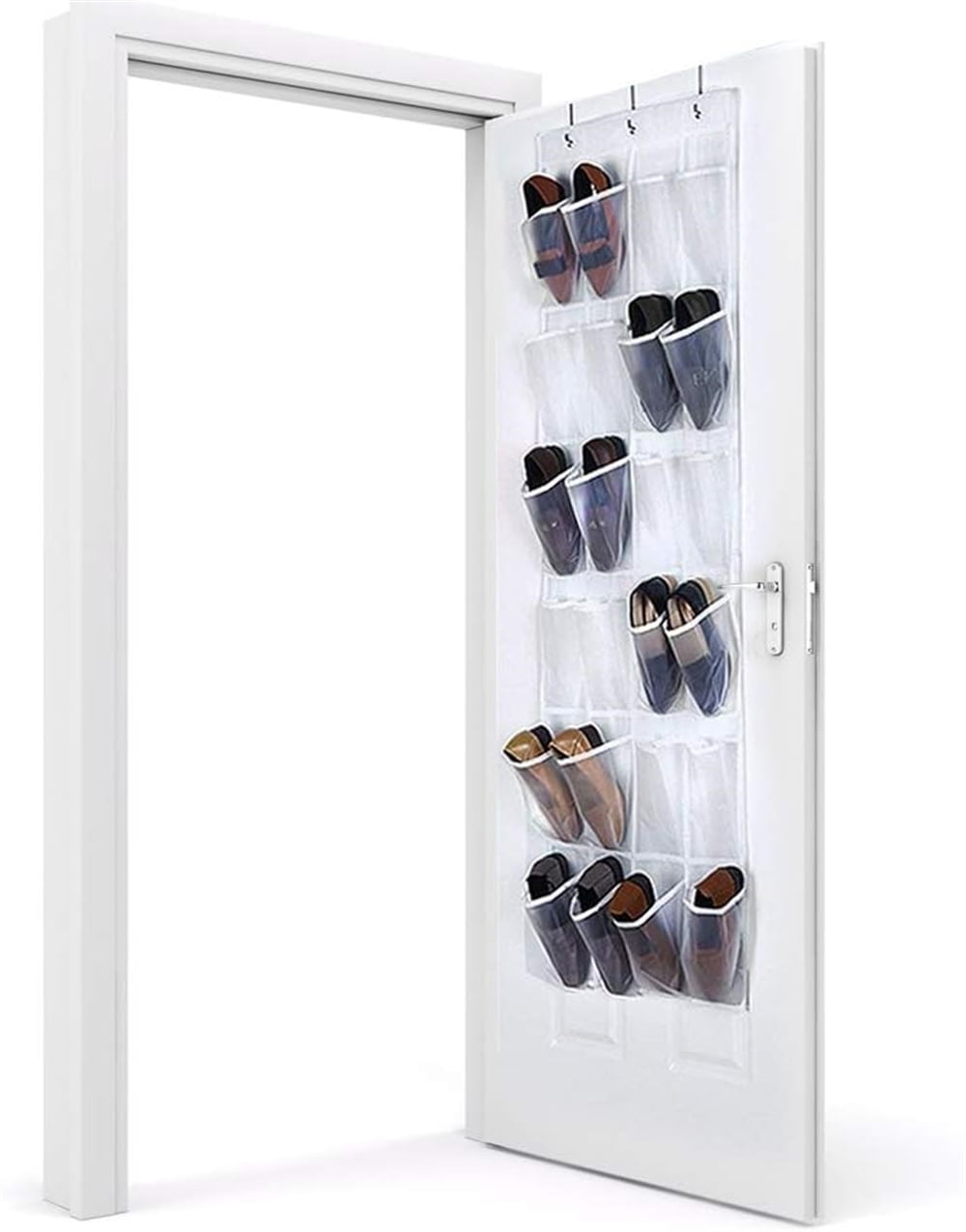 Duslogis Over the Door Shoe Organizer, 24 Clear Pockets Hanging Shoes ...