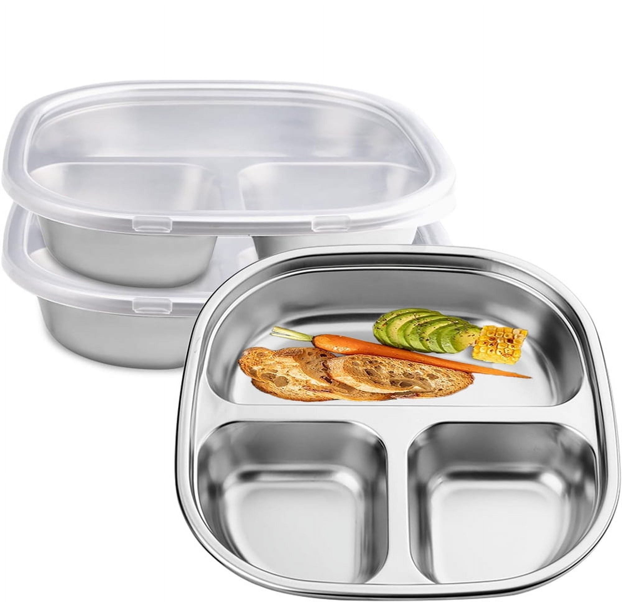 Duslogis Stainless Steel Kids Plates, Balanced Bites Divided Plates for ...