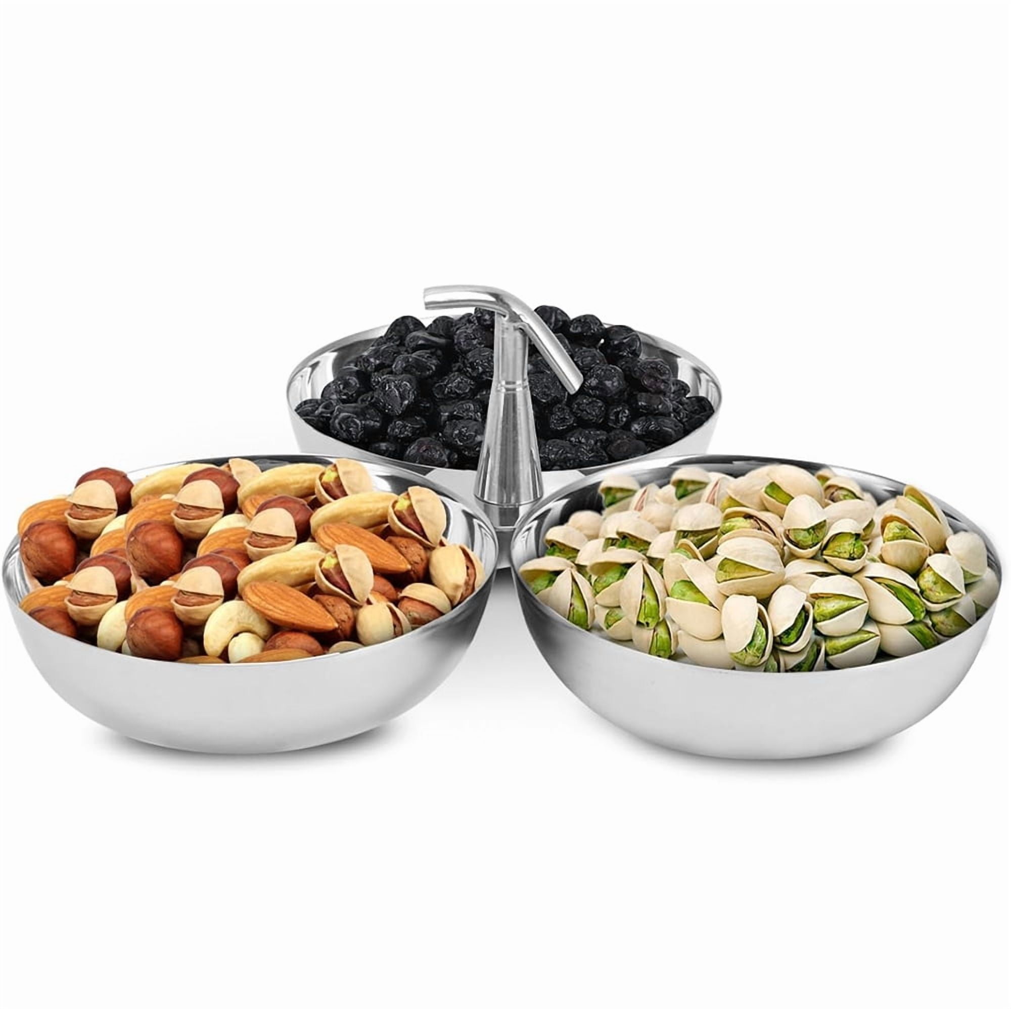 Duslogis Stainless Steel Serving Tray Divided for Party Supplies, 3 IN 1 Fruit Snack Platters ...