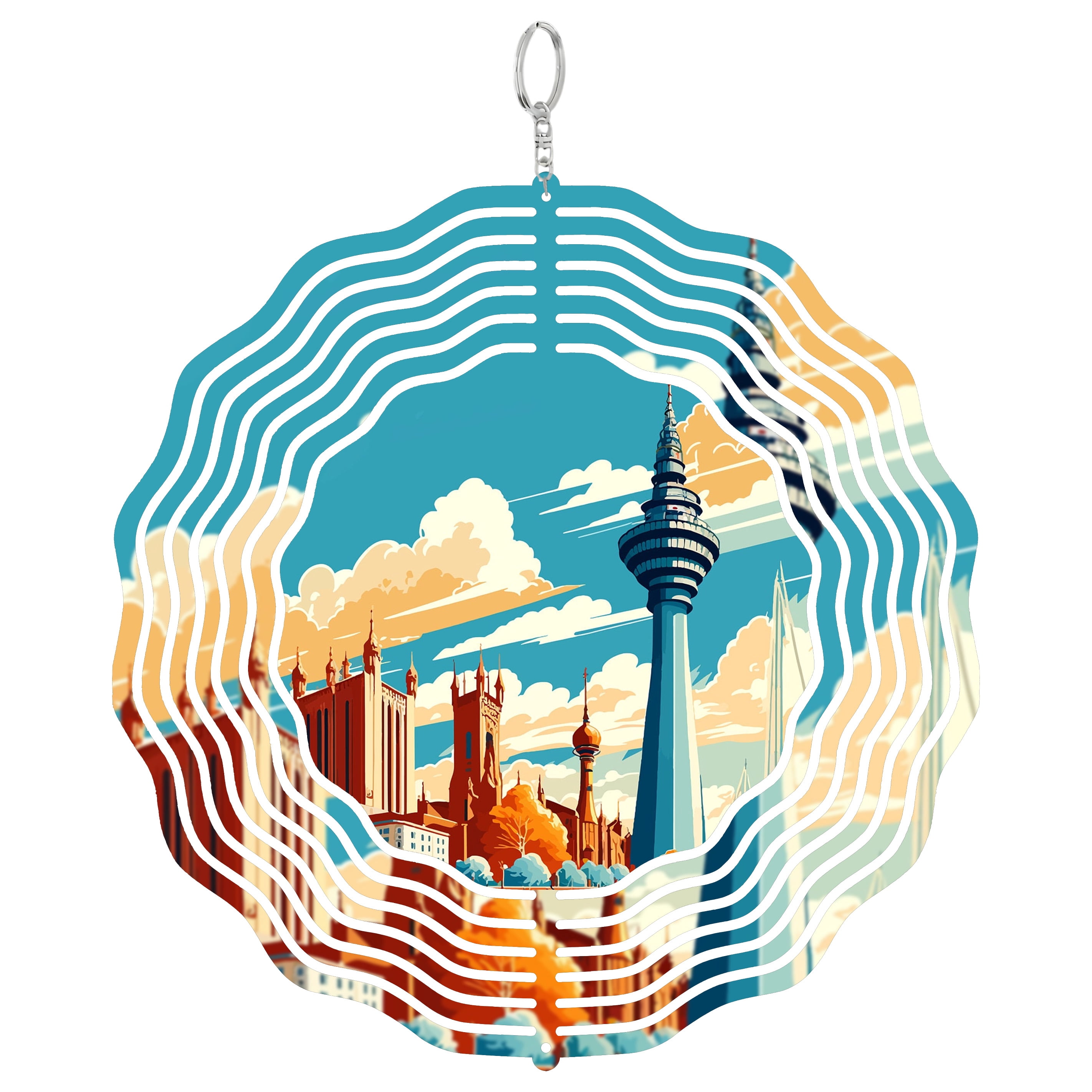 Dusseldorf Germany Rhine View 3D Wind Spinner Stainless Steel Hanging ...