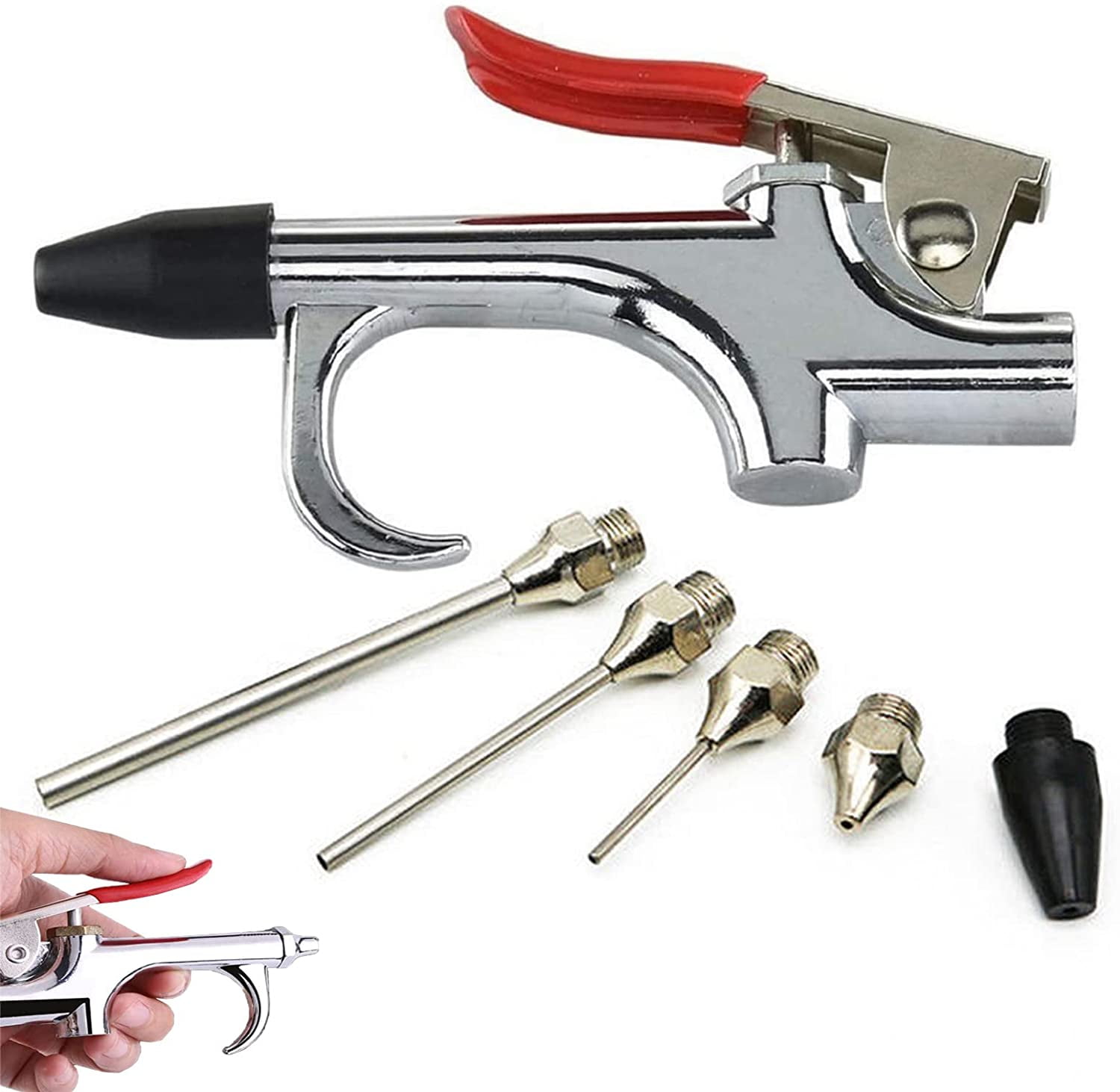 Dust Blow Gun Metal Blow Gun With 4 Compressed Air Extension Tips Nozzles Can Be Quickly ...