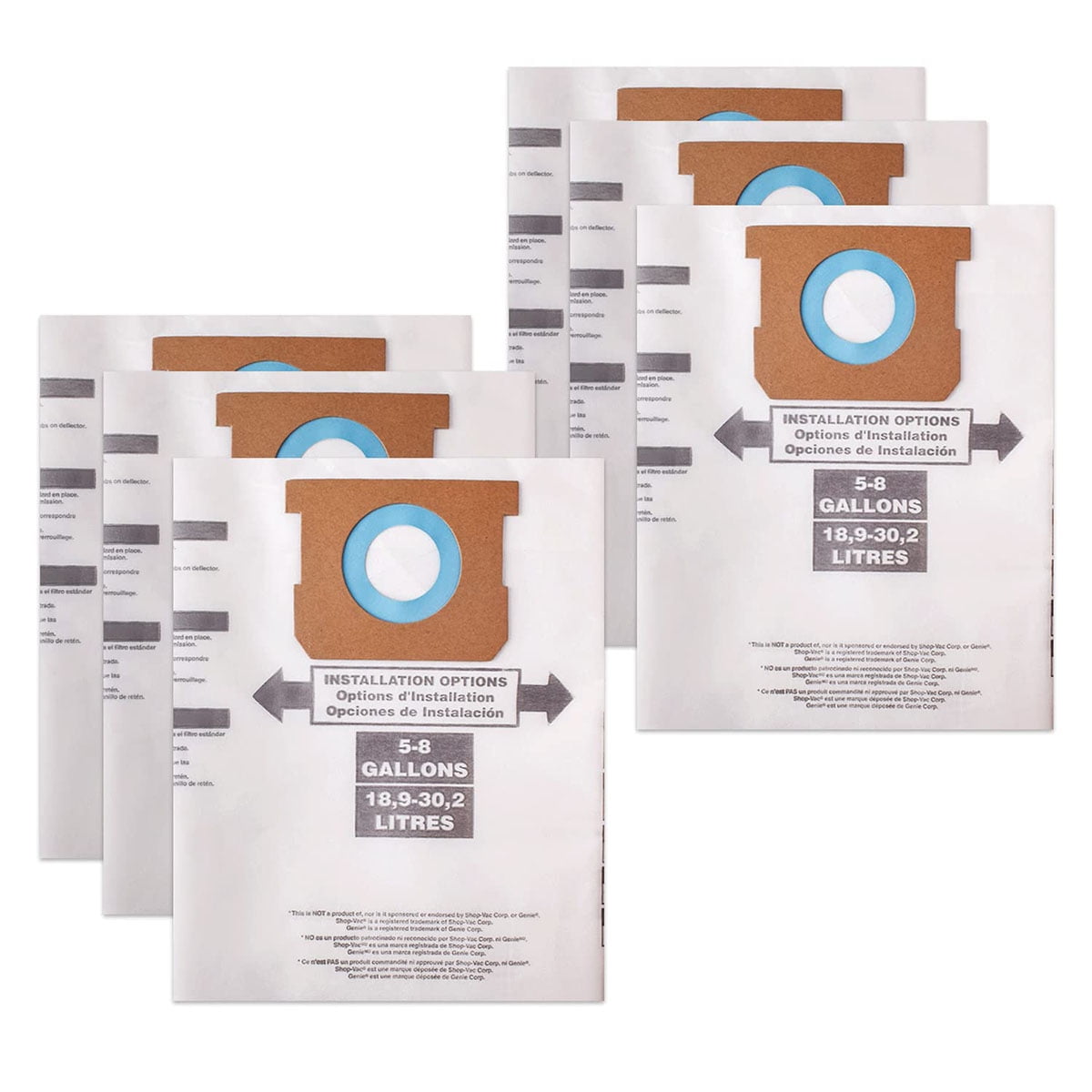 Dust Collection Bag for Shop Vac 5-8 Gallon Vacuum 9066133 Type E ...