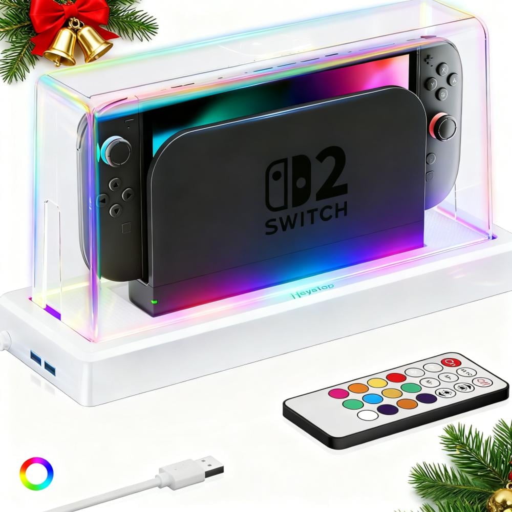Neijianer Dust Cover with 16 LED Colors Light Base for Switch2/OLED ...