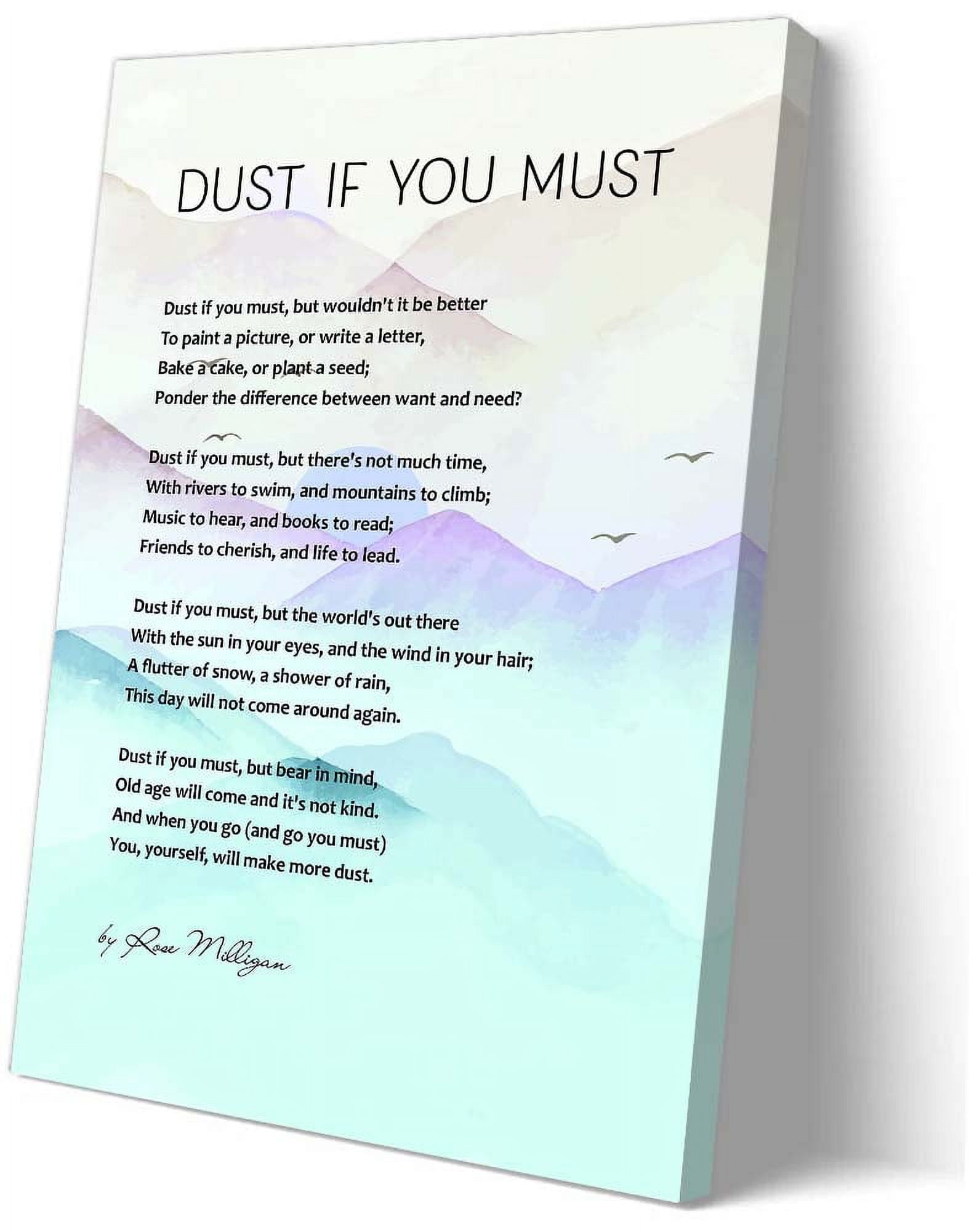 Dust If You Must Poem Wall Art Rose Milligan Quotes Poster Poetry ...