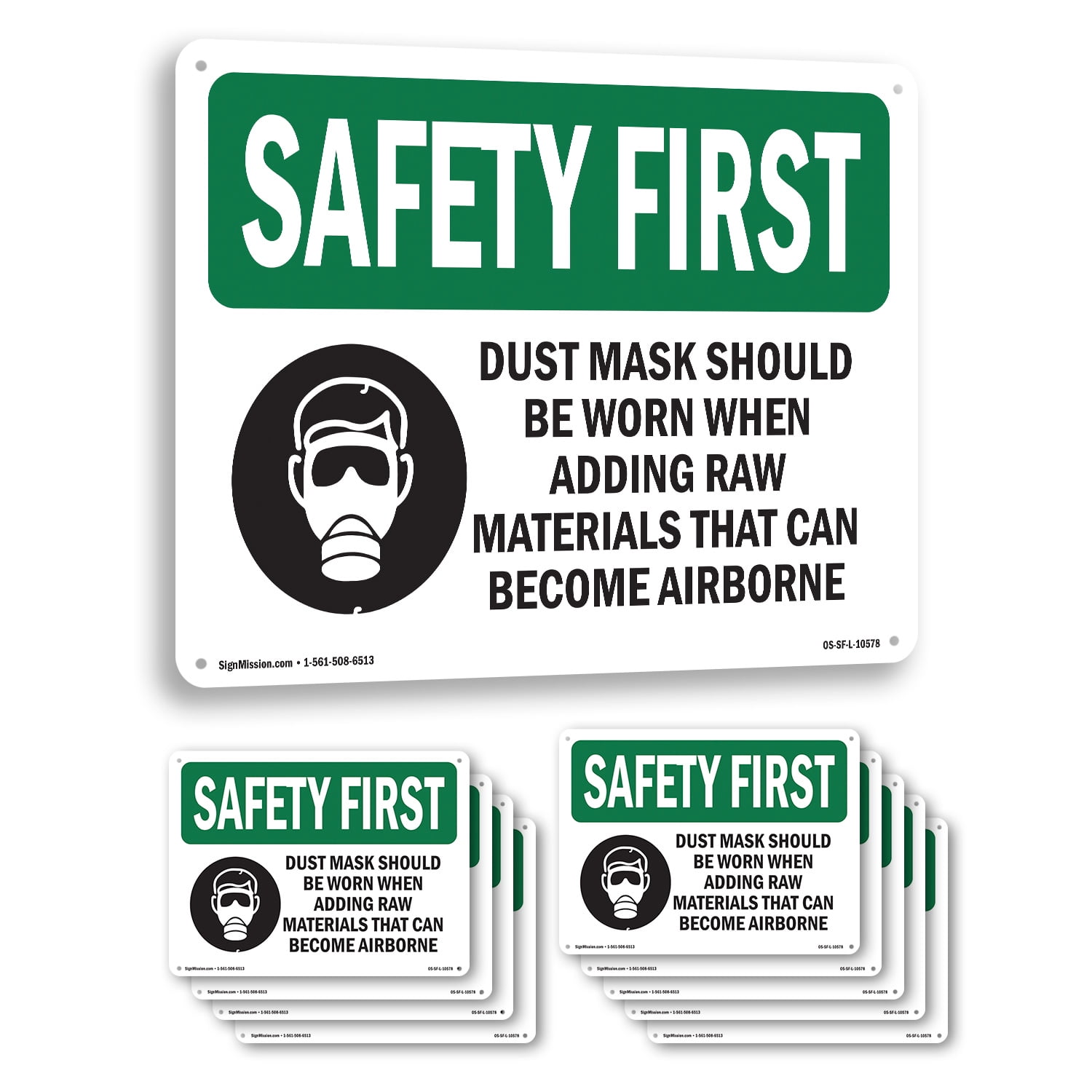 Dust Mask Should Be Worn When With Symbol OSHA SAFETY FIRST Aluminum ...