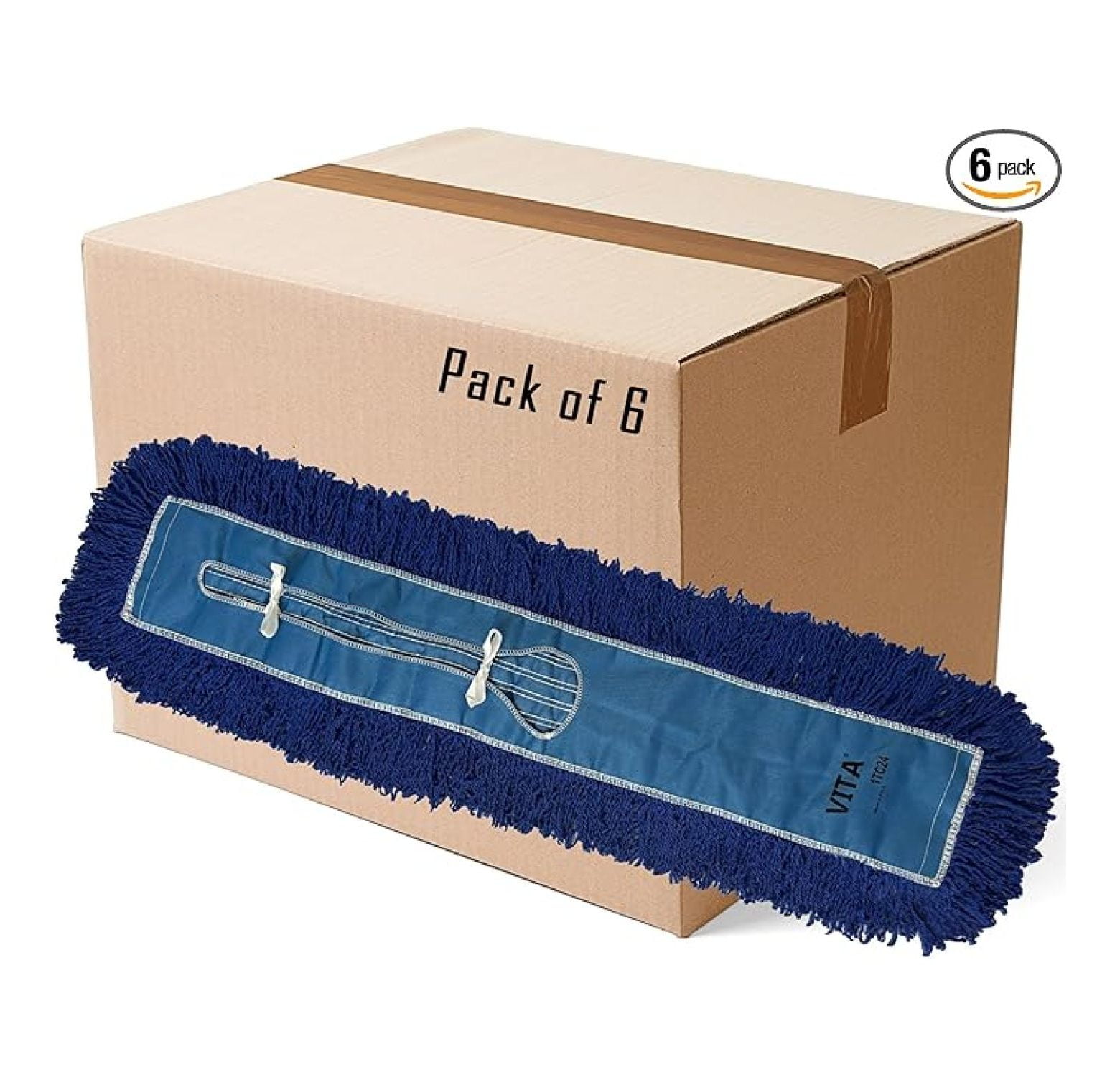 Dust Mops 6-Pack - 24 Inch Industrial Loop Mops - Heavy Duty Blue Yarn ...