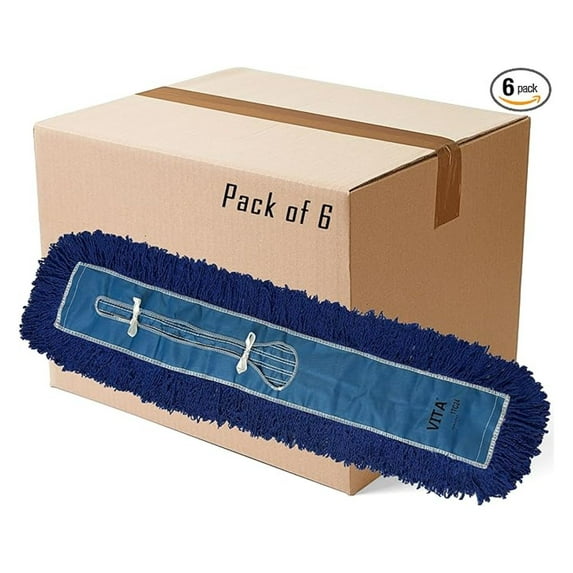 Dust Mops 6-Pack - 24 Inch Industrial Loop Mops - Heavy Duty Blue Yarn ...