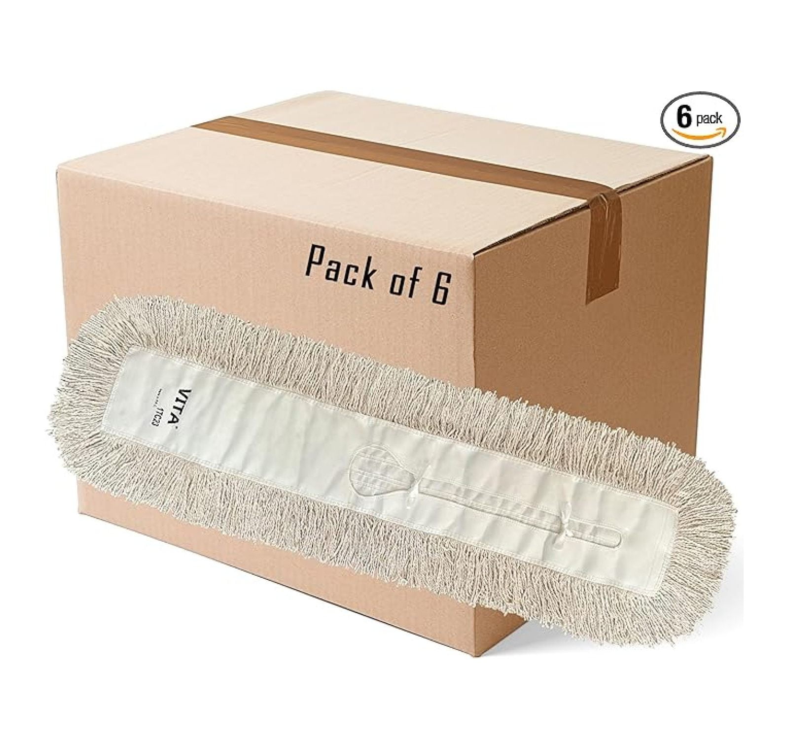 Dust Mops 6-Pack, 36 Inch Industrial Strength Loop Mop Heads - White ...