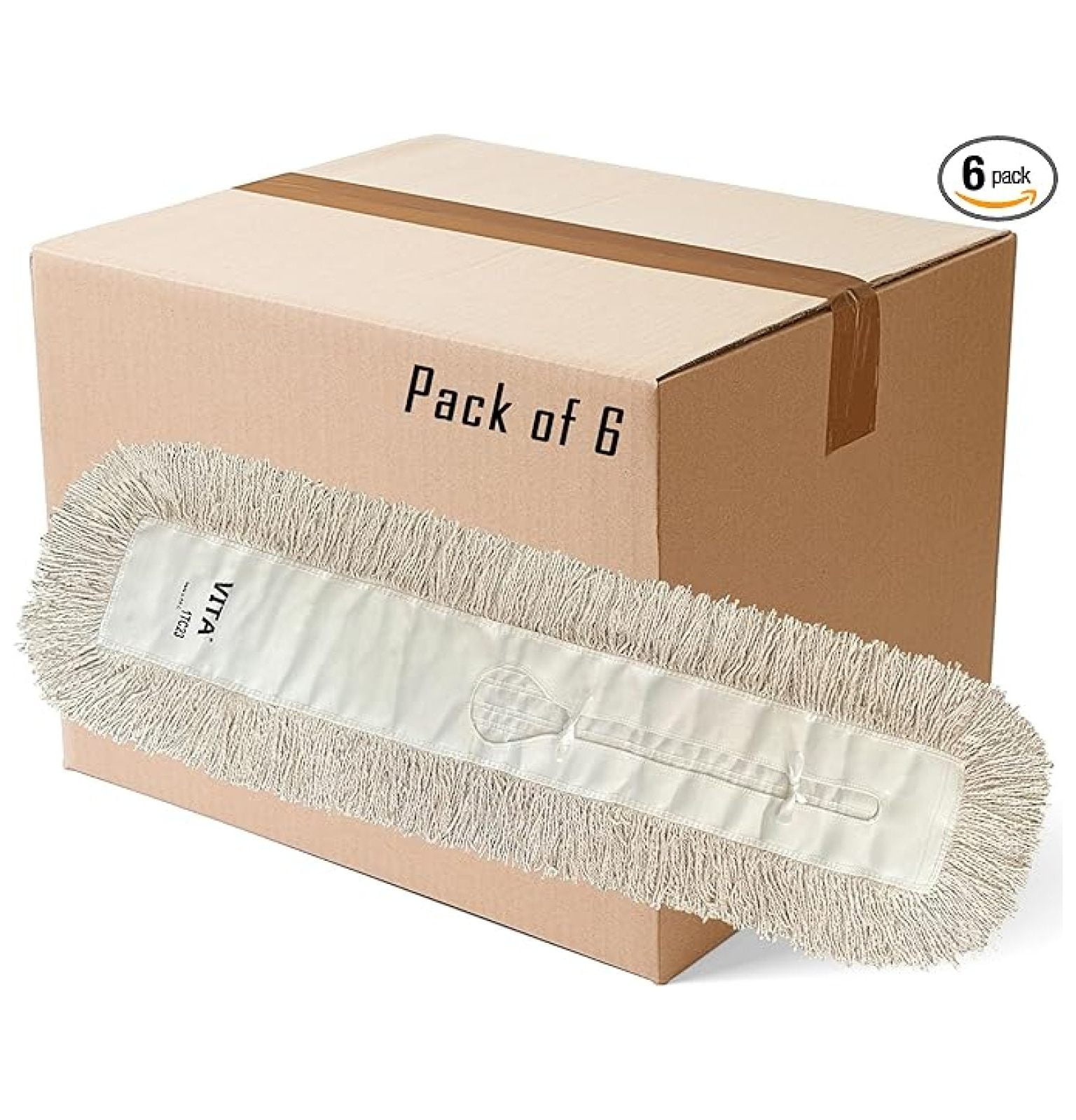 Dust Mops 6 Pack - 60 Inch Industrial Strength Loop Mops - White ...