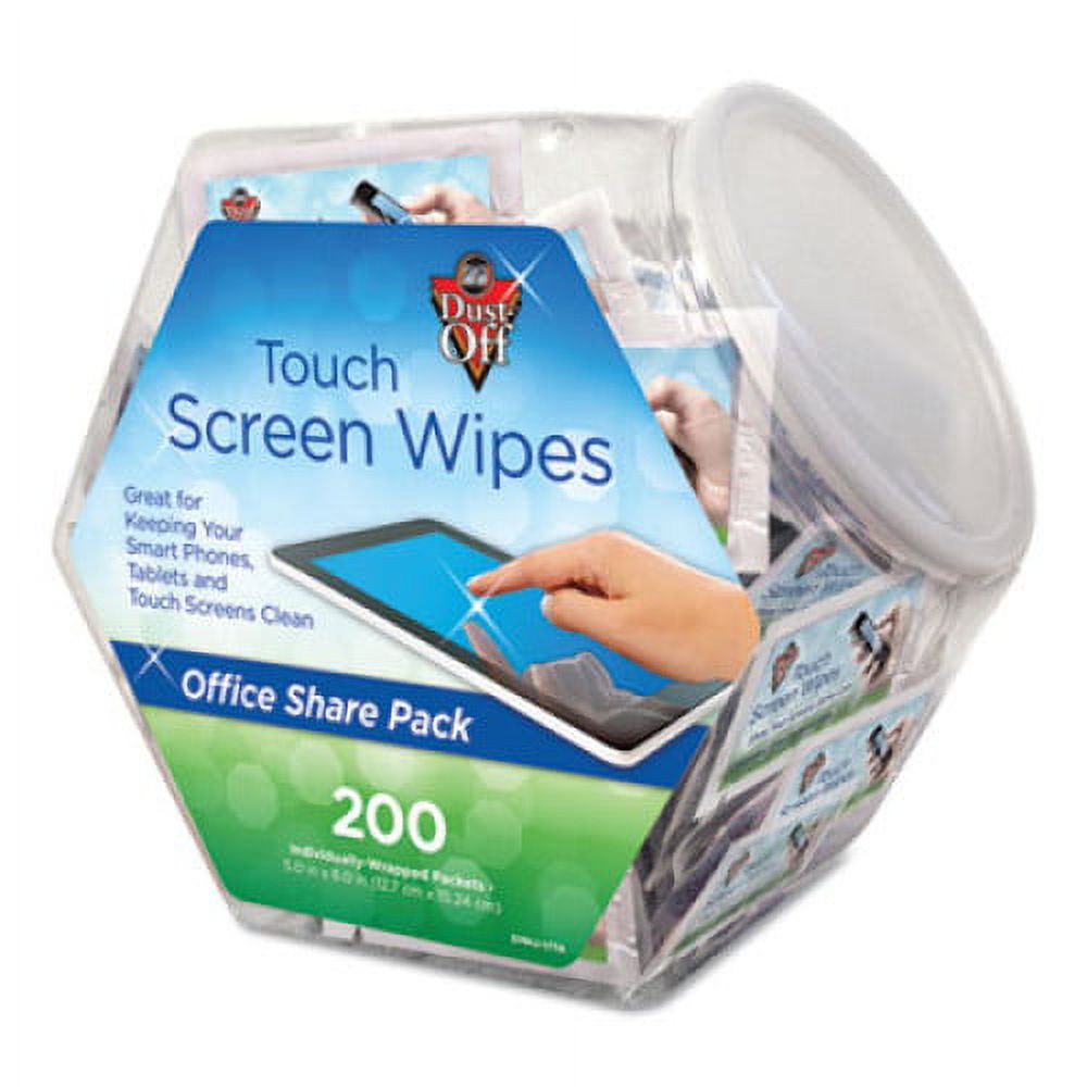 Dust-Off Touch Screen Wipes, 5 x 6, Citrus, 200 Individual Foil Packets ...