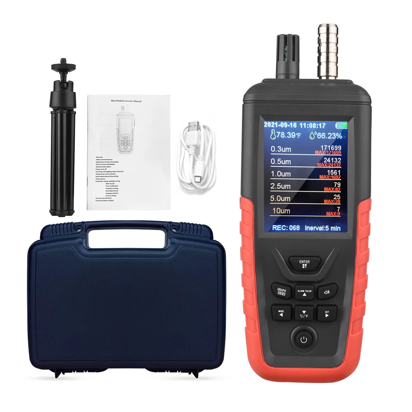 Dust Particle Counter 3/6-Channel PM2.5 PM10 Detector With 3.2-inch ...