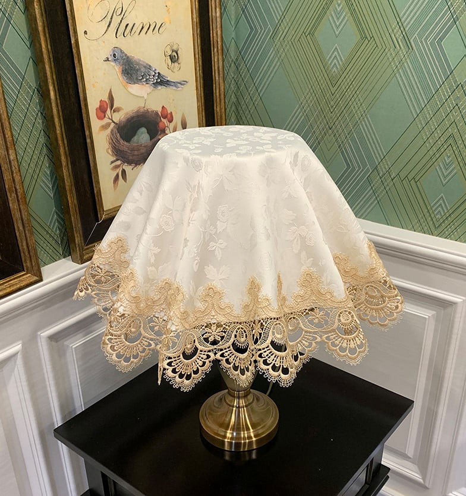 Dust Proof Cover for Desk Lamp Jacquard Tablecloth Macrame Lace Round ...