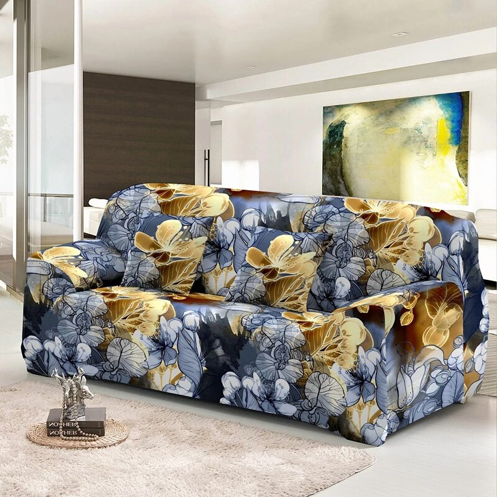 Dust-proof All-cover Sofa Cover For Living Room 1/2/3/4 Seater Flowers ...