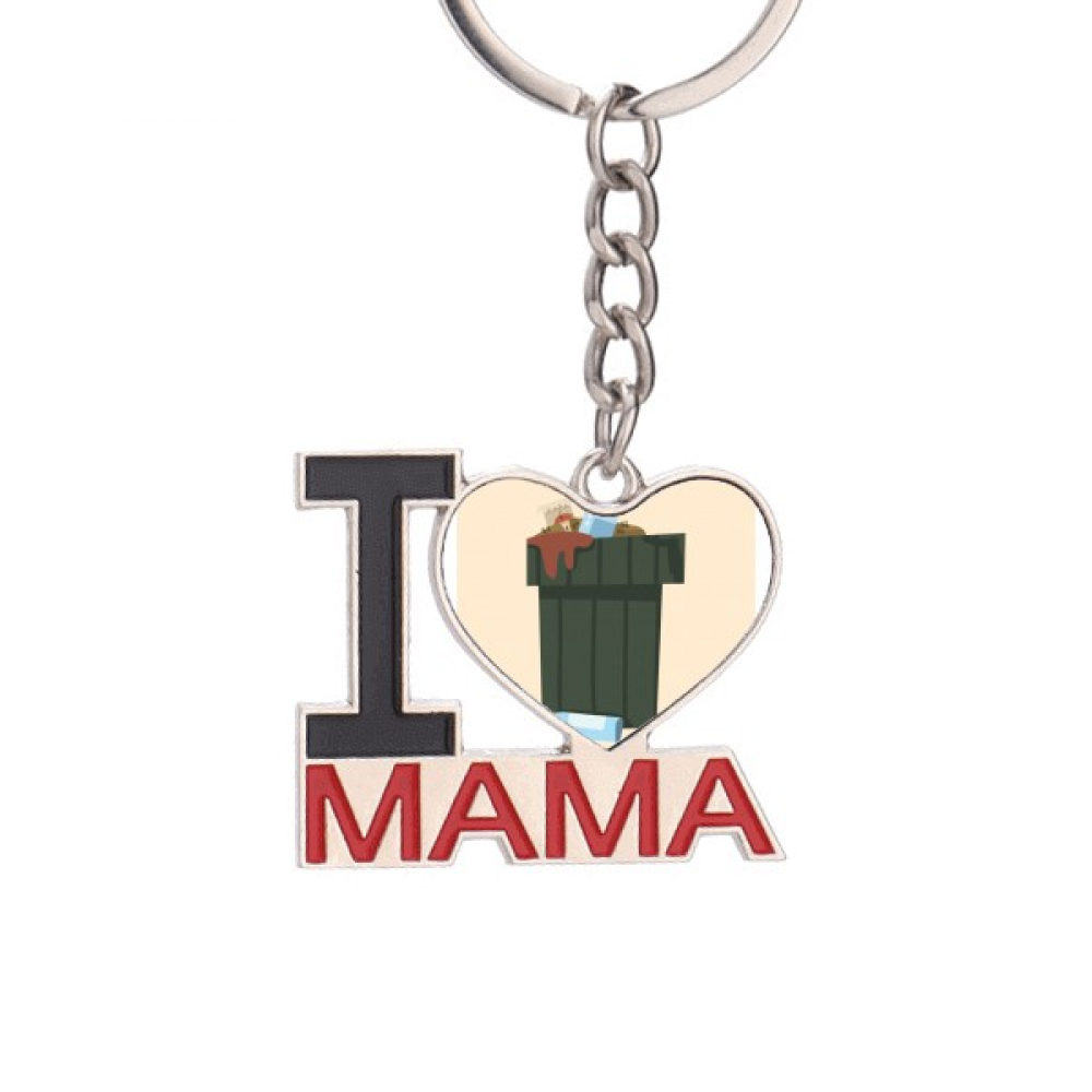 Dustbin Waste Recovery Garbage Can Keychain Metal Keyring Holder Love ...