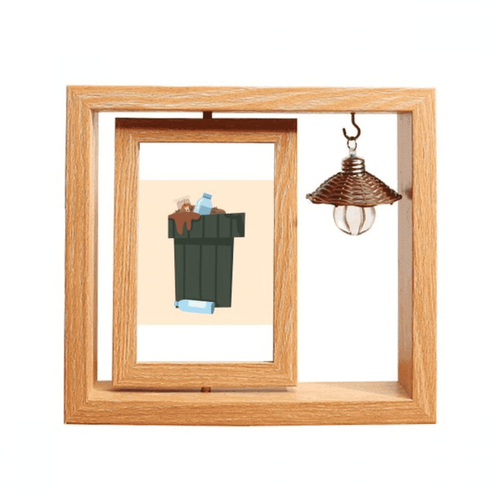 Dustbin Waste Recovery Garbage Can Wooden Rotating Picture Photo Frame ...