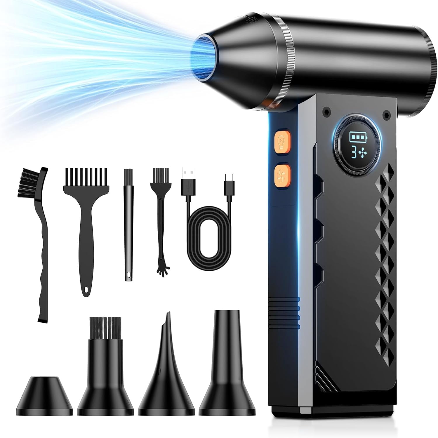 Duster, 150000RPM Air Duster with Display & Light, 4 Gear Adjustable ...