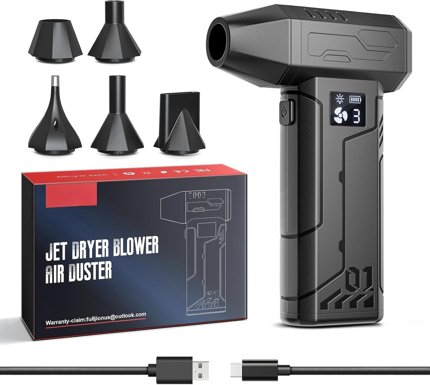 Duster 150000RPM, Super Power Electric Air Duster Cordless with LED ...