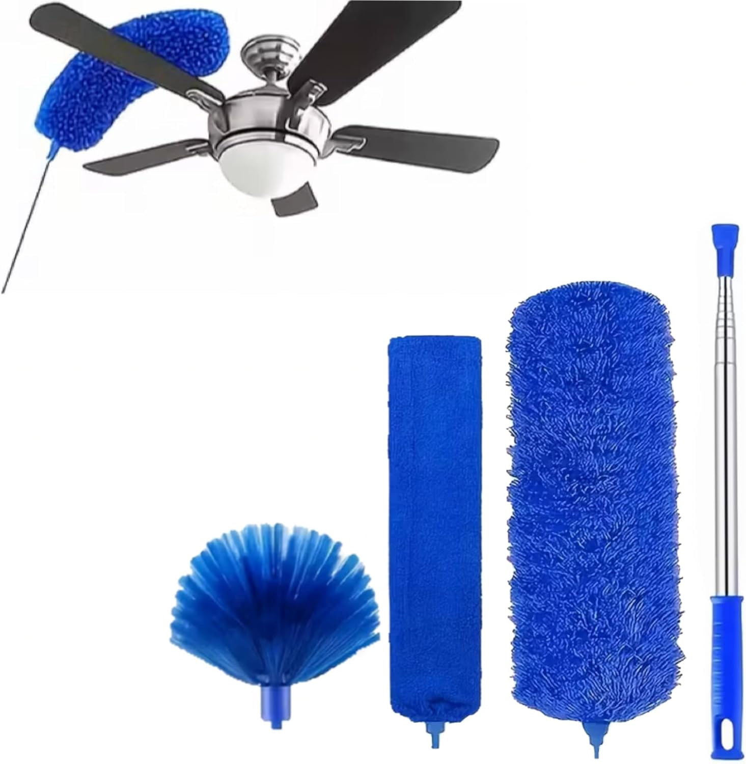 Duster Cleaning Kit 4 Pack, with Extra Long Extension Pole 110 inch ...