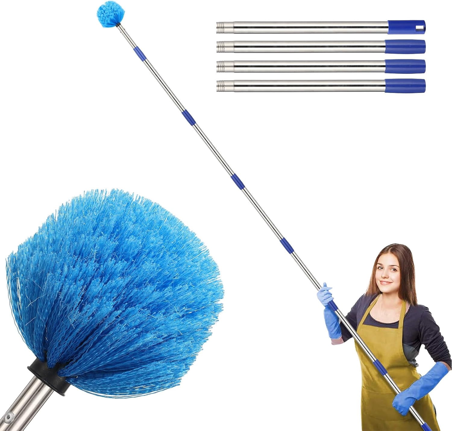 Duster, Cobweb Duster with Extension Pole, Mum Stiff Bristles Head & 6 ...