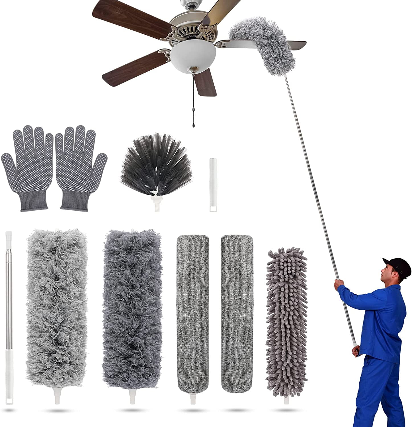 Duster with Extension Pole for Cleaning Ceiling Fans, High Ceilings, in ...