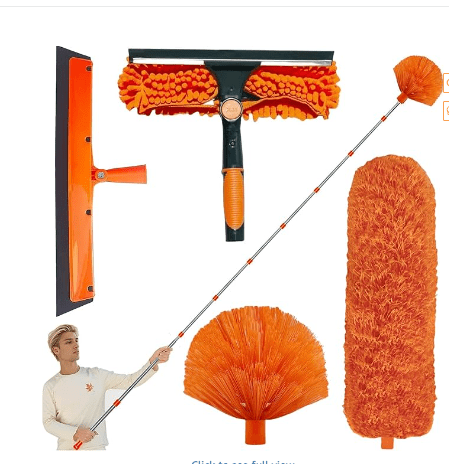 Duster with Telescopic Pole Window Squeegee with Scrubber Brush Brush ...