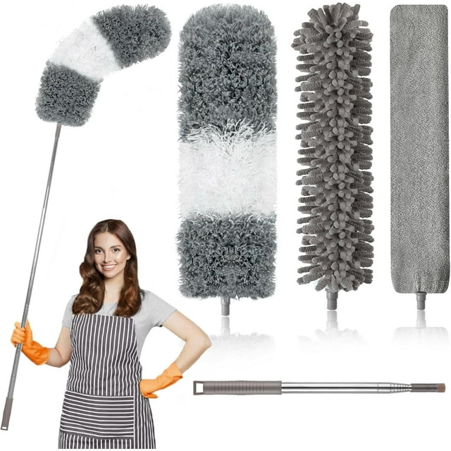 4PCS Microfiber Duster Cleaning Kit with Extendable 30-100 Inches ...
