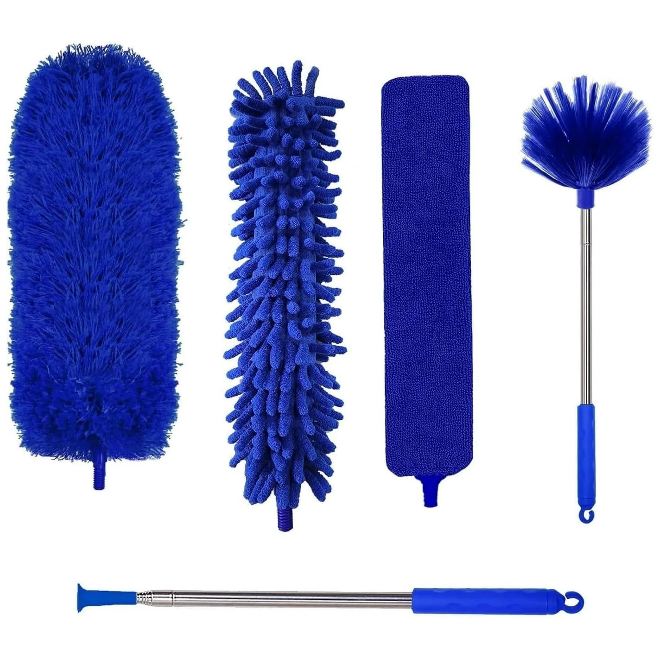 Tiumso 5-in-1 Microfiber Duster Kit with Extendable Pole, Cobweb Duster ...