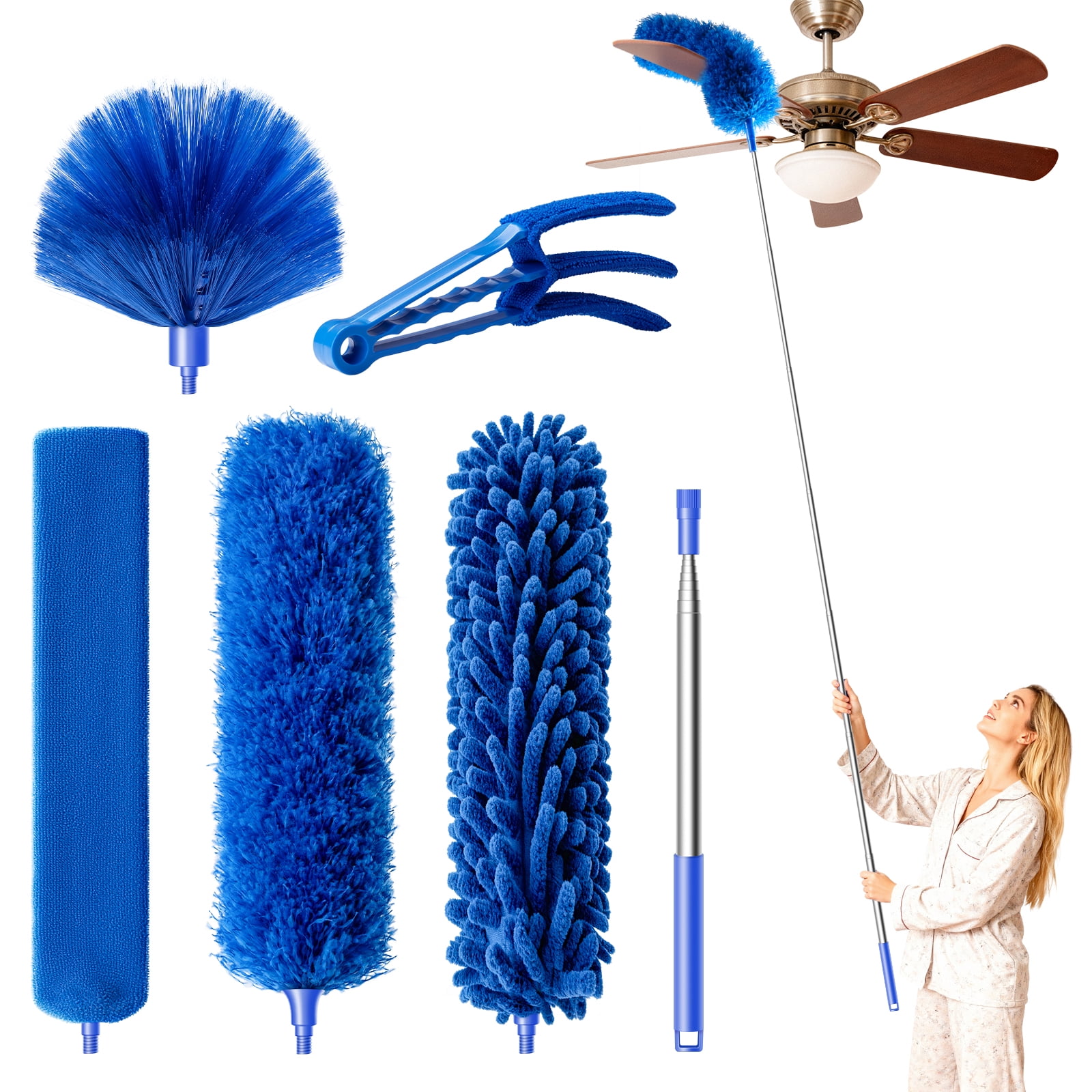 Duster Kit Reusable Microfiber 6-pcs Duster Kit Washable with 80-Inch ...