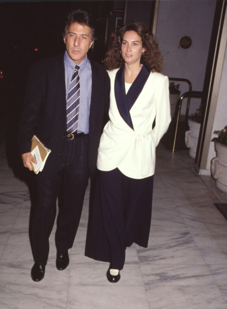 Dustin Hoffman In Navy Suit With Lisa Hoffman In White Jacket With ...
