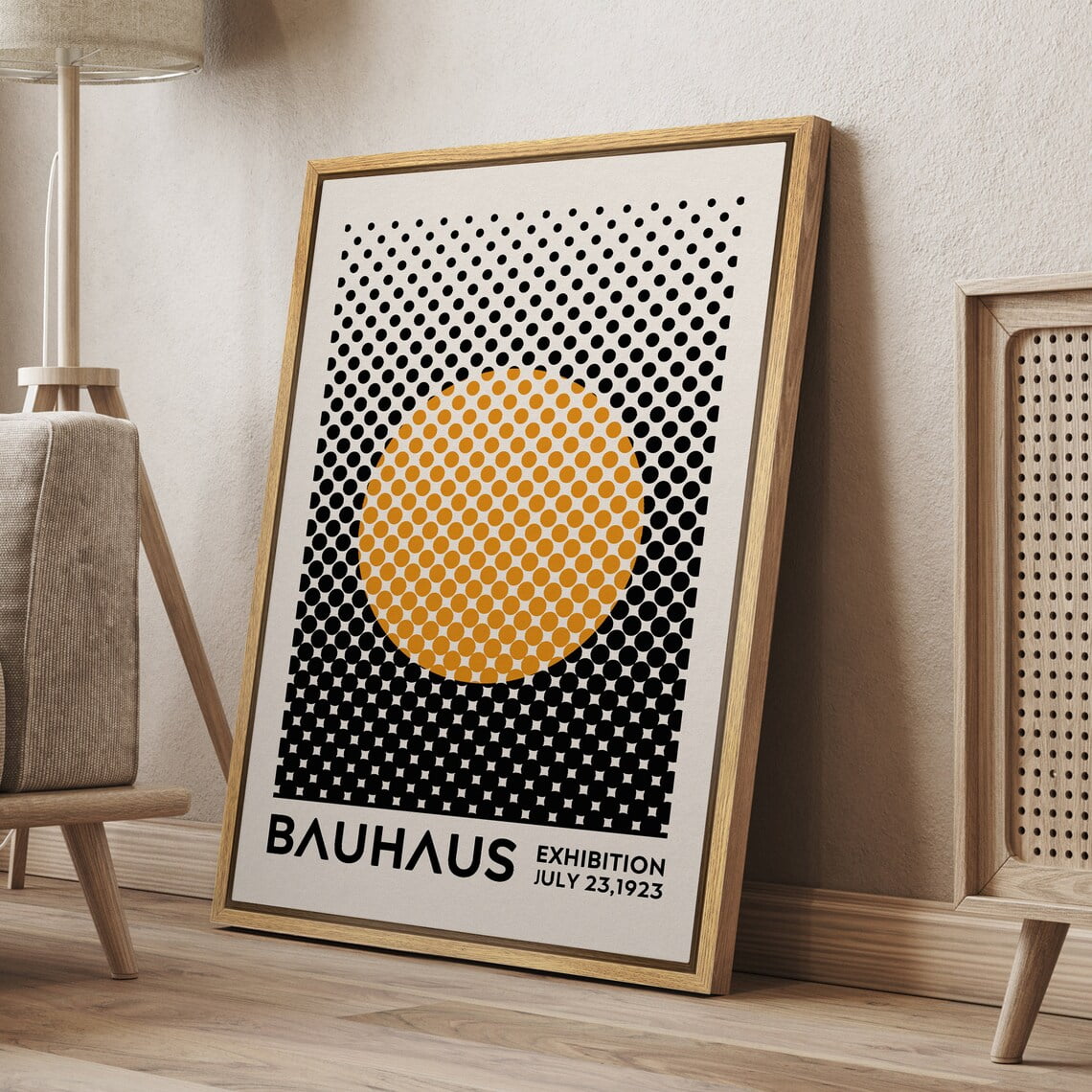 Dustinway Print Wall Art Bauhaus Black Orange Grid Dot Sun Abstract ...