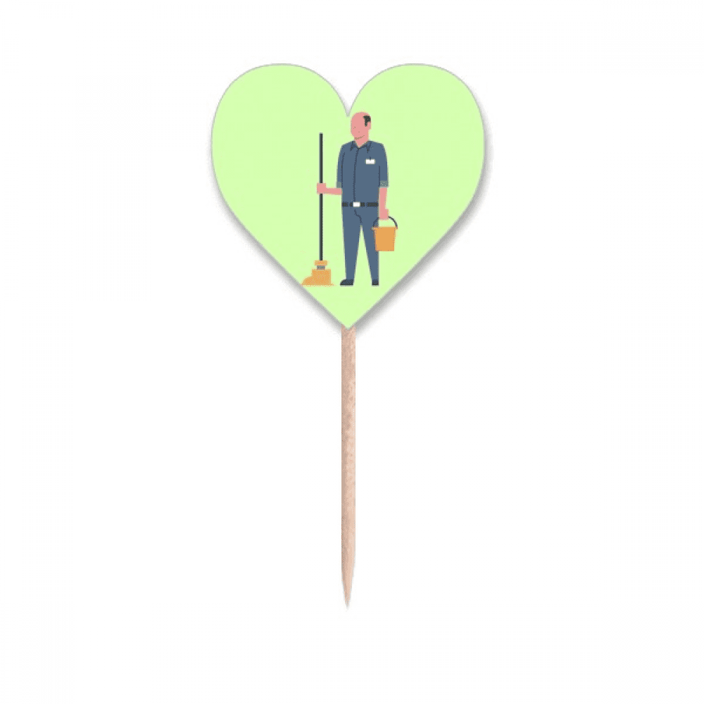 Dustman Janitor Binman Seiketsu Sanitation Toothpick Flags Heart Lable ...