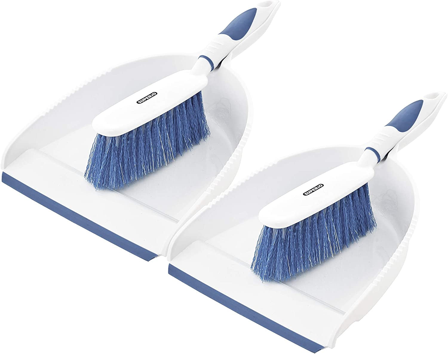 Dustpan and Brush Set (2 Pack) Hand Broom with Ergonomic Grip Handle ...