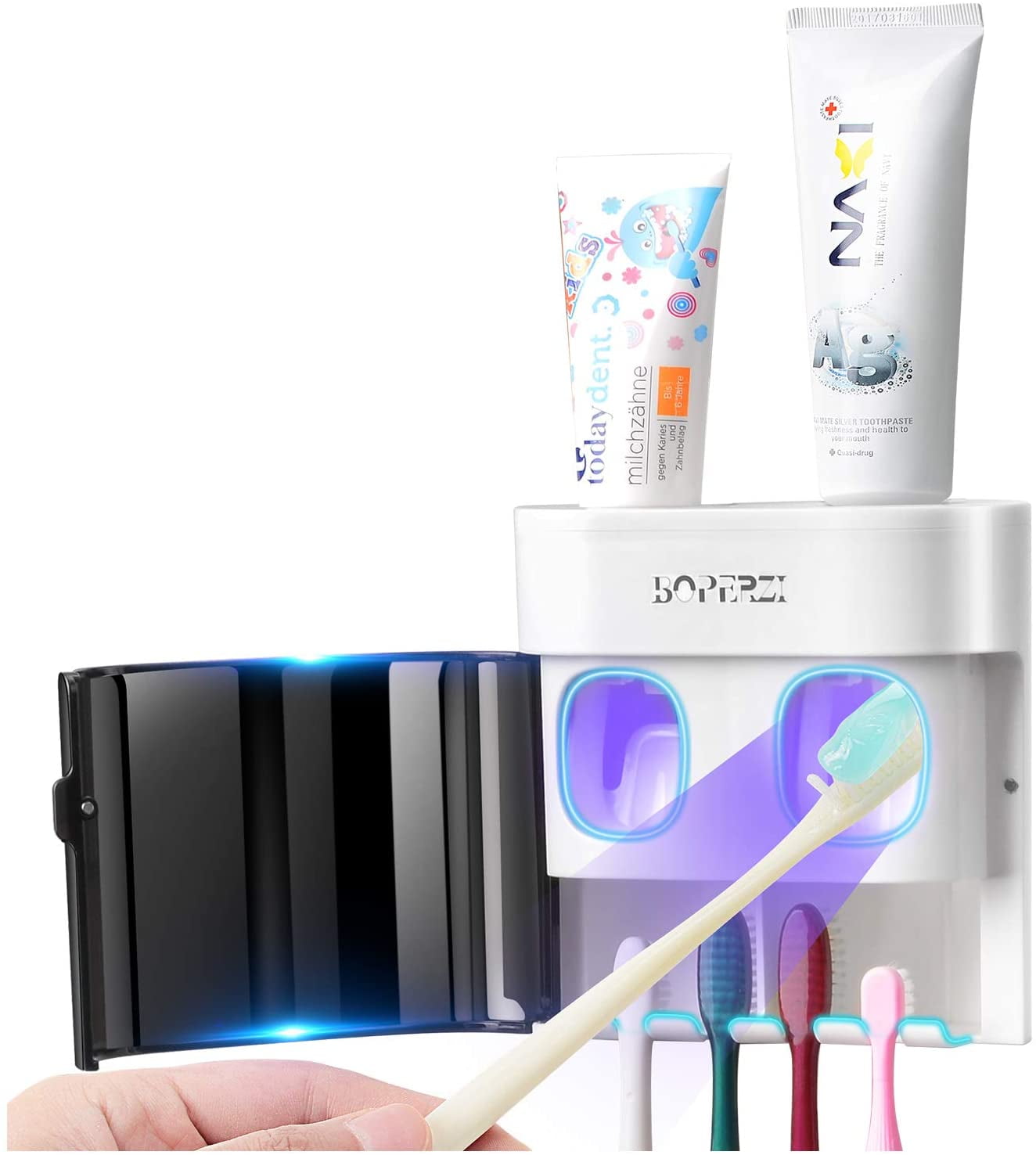 Dustproof Cover Toothbrush Holder Wall Mounted Automatic Dispenser for ...