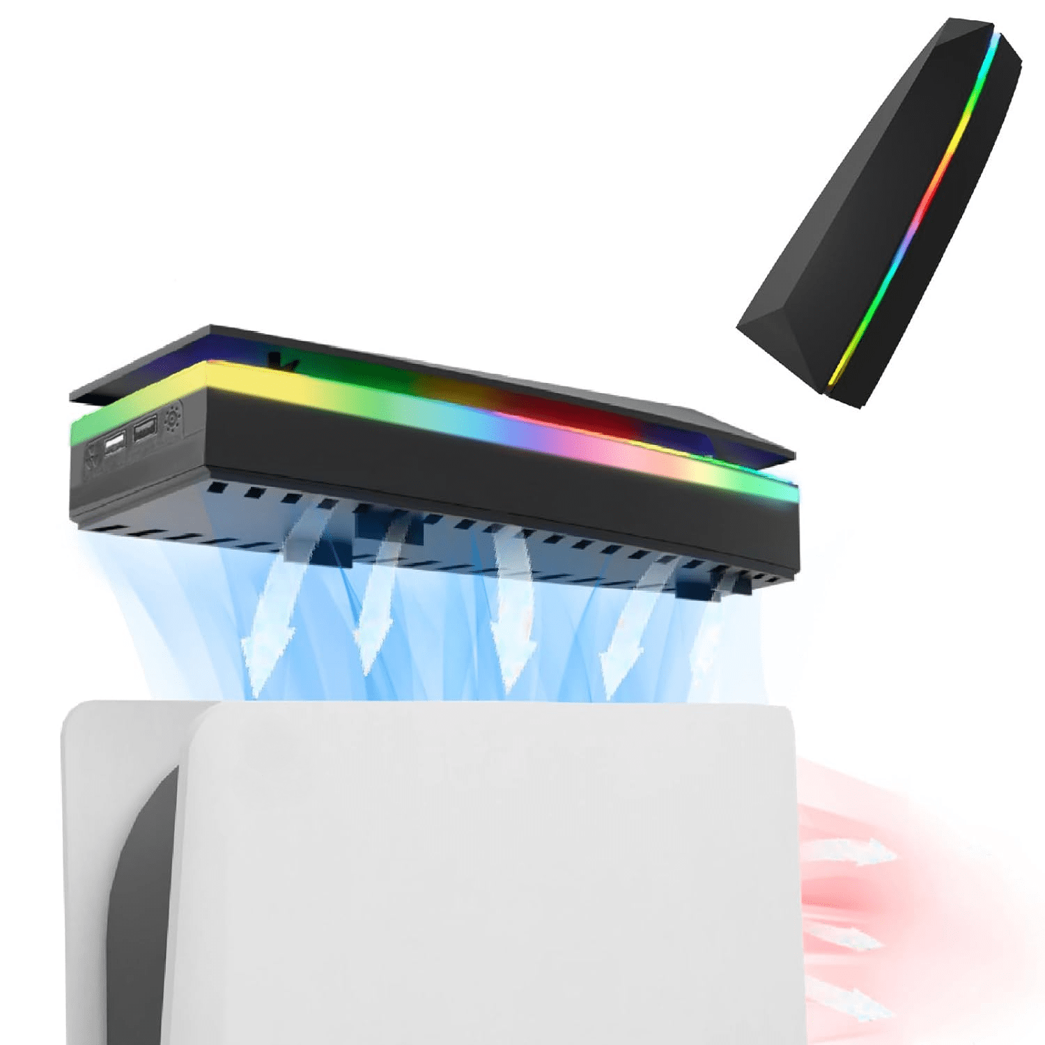 Dustproof PS5 Cooling Fan, PS5 Fan with 7 Modes RGB Light, Low Noise ...