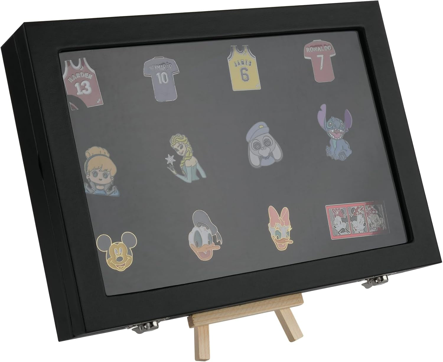 Dustproof Pin Display Case PU Leather 11''x8'' Pin Display Board Shadow ...