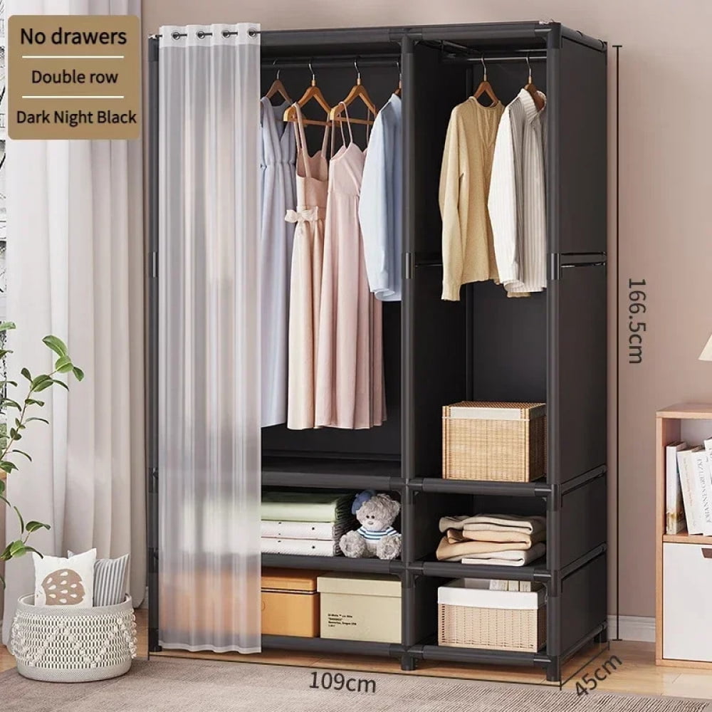 Dustproof Wardrobe Assembled Storage Cabinet with Drawers Household ...