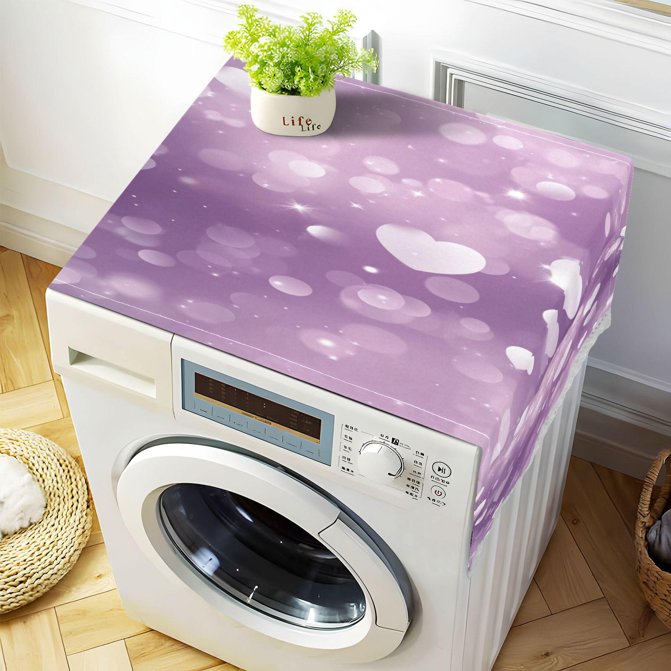 Dustproof Washing Machine Cloth Washer and Dryer Top Covers, Fridge Dust Cover, With Storage ...