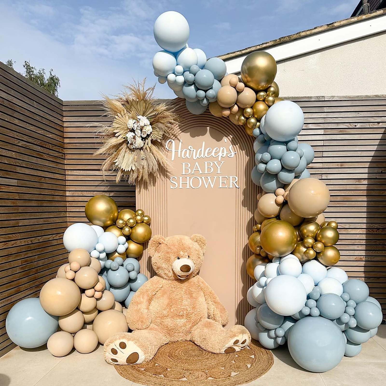 Dusty Baby Blue Gold YPF5 Balloons Balloon Arch Garland Kit, Sand White ...